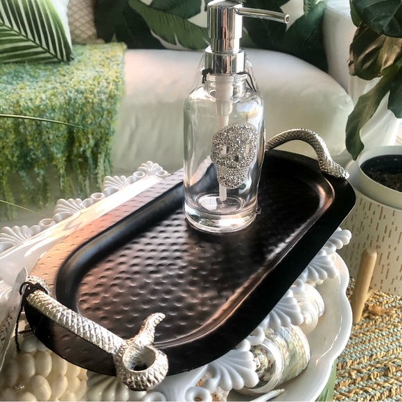 Holiday | New Halloween Black Hammered Tray Silver Snake Handles | Poshmark